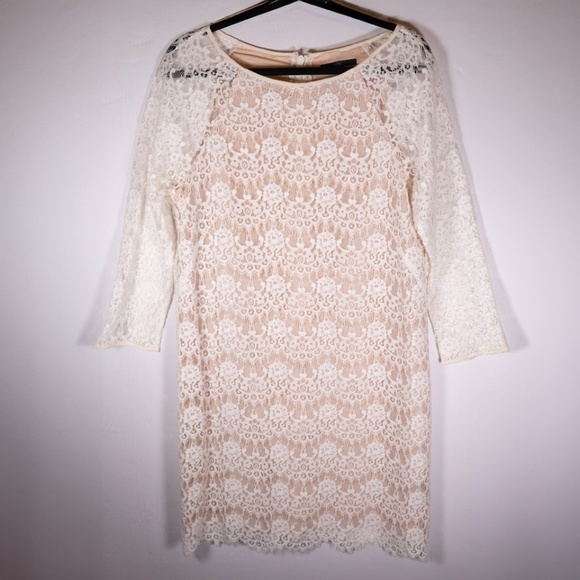 Tibi | Dresses | Tibi Allover Semi Sheer Lace Crochet Quarter Sleeve ...